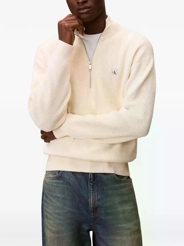 Calvin Klein Logo-patch Zip-neck Sweater