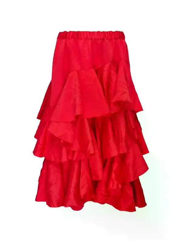 Comme Des Garçons Ruffled Tie Midi Skirt - Red