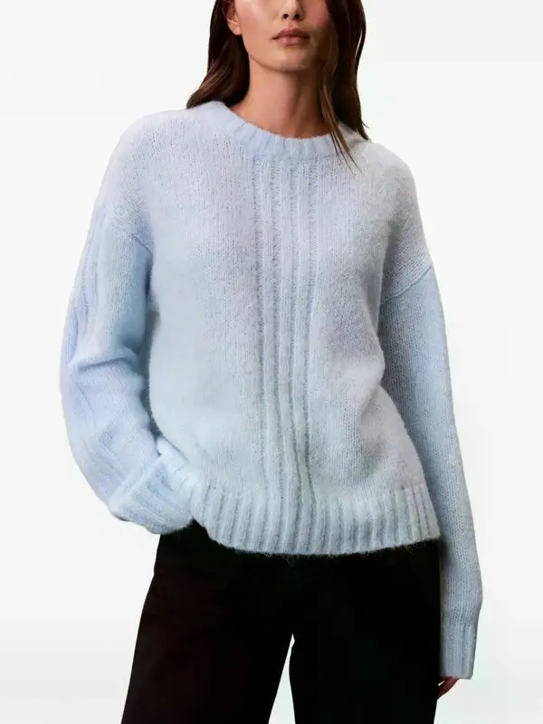 Calvin Klein Ribbed-knit Drop-shoulder Sweater - Blue