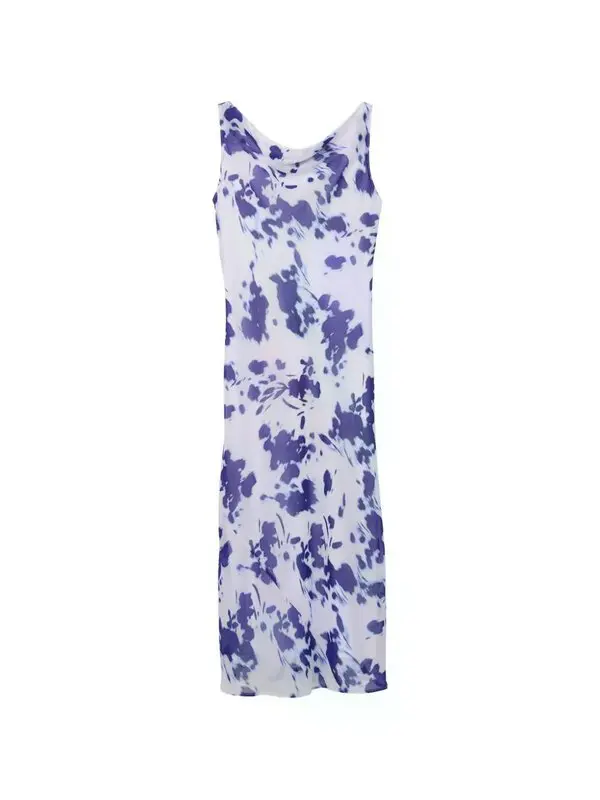 Calvin Klein Floral-print Cowl-neck Dress - White