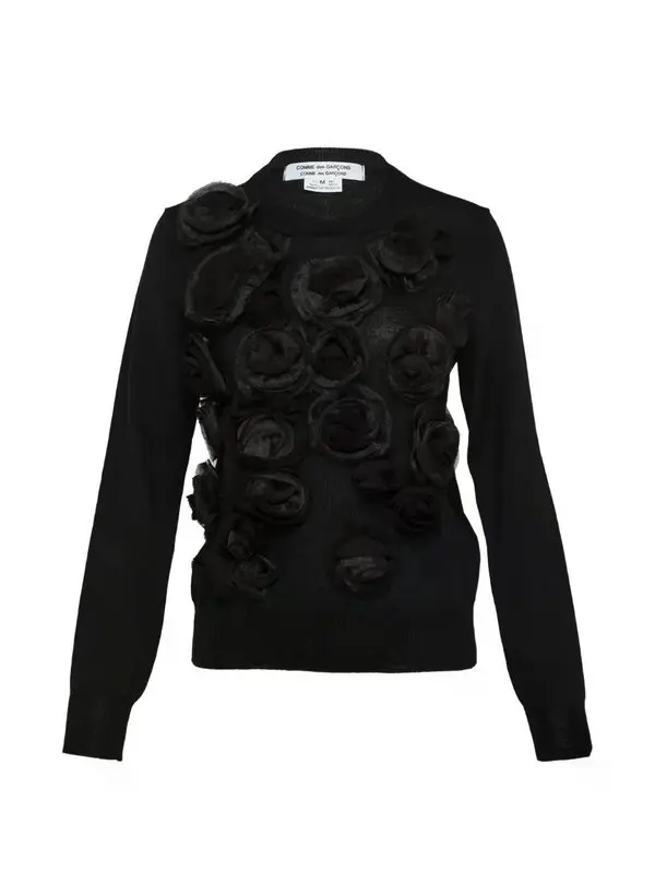 Comme Des Garçons Floral-appliqué Sweater - Black