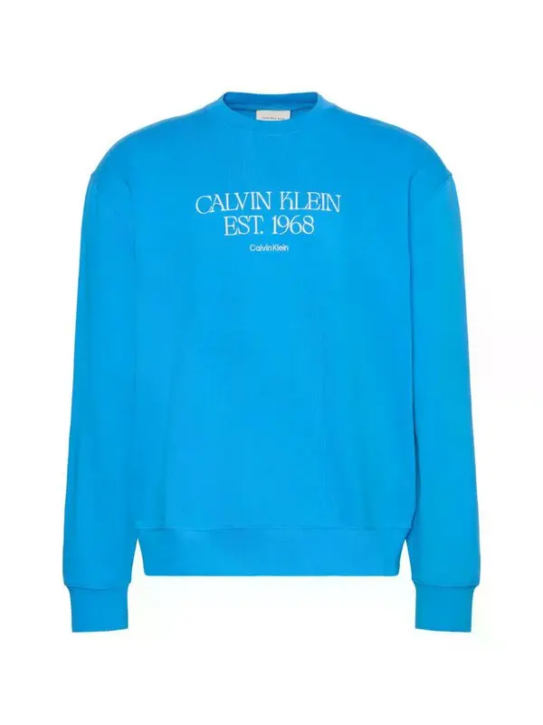 Calvin Klein Logo-print Crew-neck Sweater - Blue