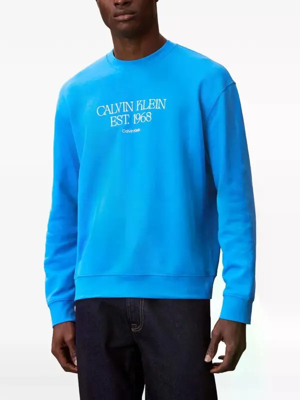 Calvin Klein Logo-print Crew-neck Sweater - Blue
