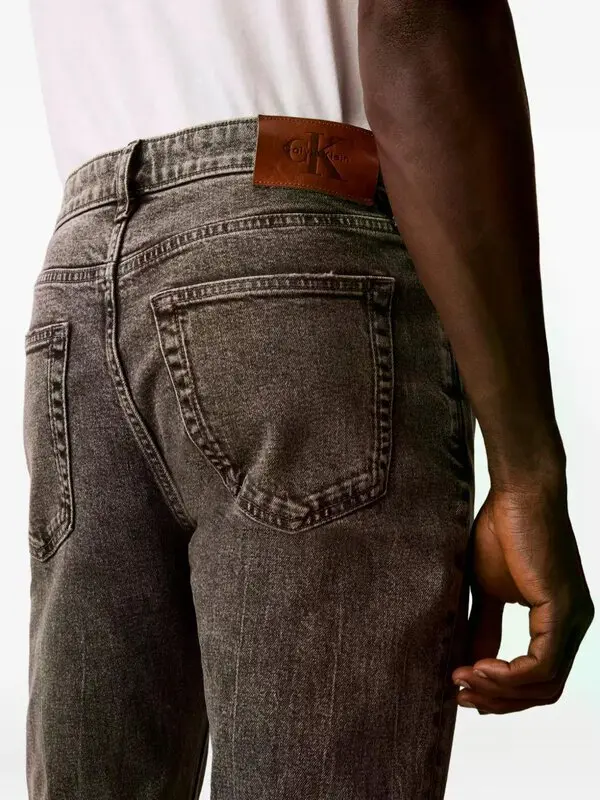 Calvin Klein Logo-patch Acid-wash Jeans - Brown