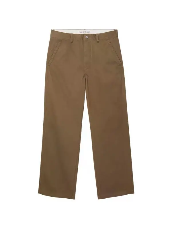 Calvin Klein 90s Logo-patch Straight-leg Trousers - Brown