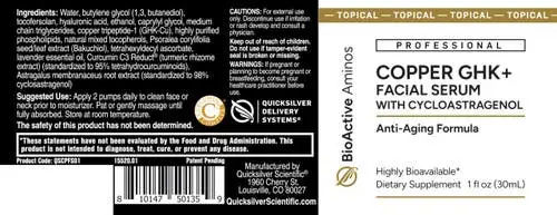 QUICKSILVER SCIENTIFIC Copper Ghk Plus Topical Peptide Facial Serum