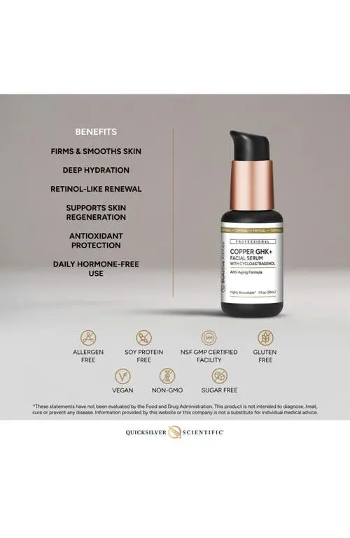 QUICKSILVER SCIENTIFIC Copper Ghk Plus Topical Peptide Facial Serum