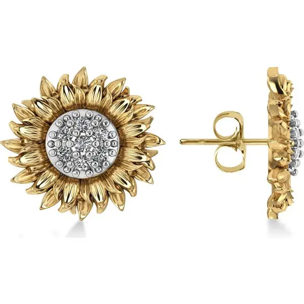 ALLUREZ Sunflower Shaped Stud Earrings - Diamond