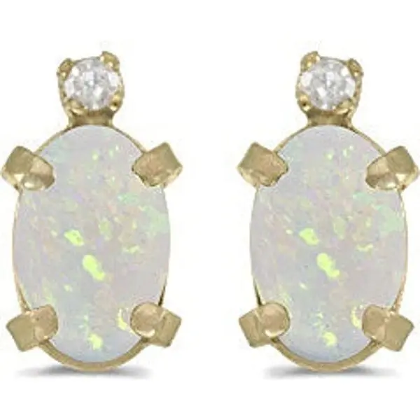ALLUREZ Oval Opal Stud Earrings - Opals