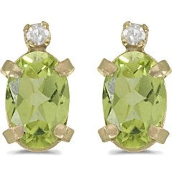 ALLUREZ Oval Opal Stud Earrings - Peridot