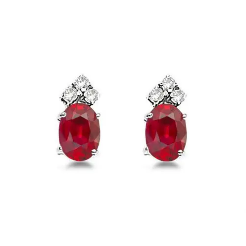 ALLUREZ Oval Stud Earrings - Ruby