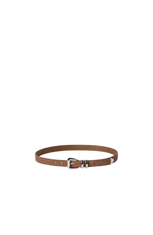 Brunello Cucinelli Skinny Chevron Textured Leather Belt