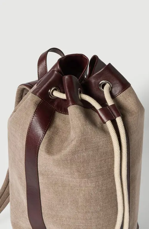 Brunello Cucinelli Water-resistant Canvas And Calfskin Backpack - Leather