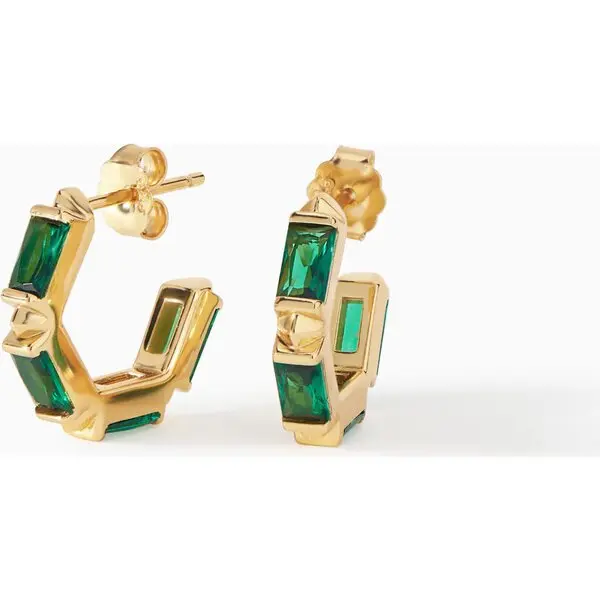ORA ANA Claire Hoop Earrings - Gold/emerald Cz