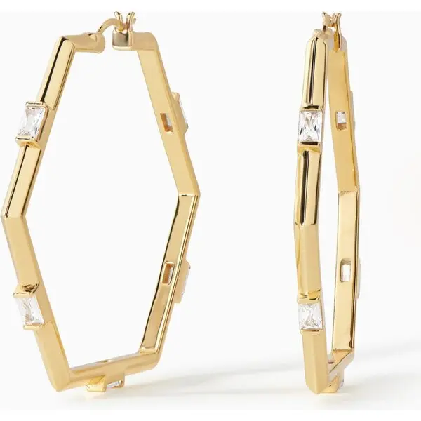 ORA ANA Claire Hoop Earrings - Gold/white  Cz
