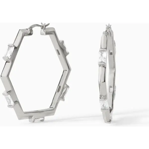 ORA ANA Claire Hoop Earrings - Sterling Silver/white Cz