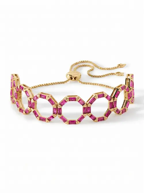 ORA ANA Gabriella Vermeil Bracelet - Gold/ruby Cz
