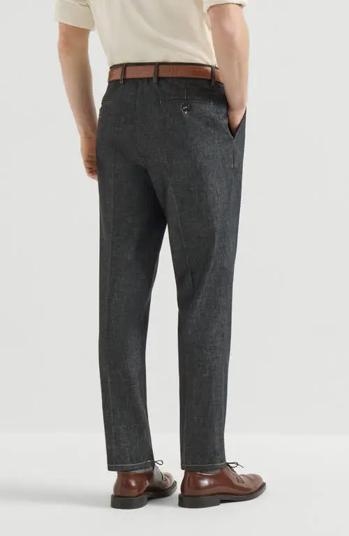 Brunello Cucinelli Pleated No-fade Denim Trousers - Dark Grey