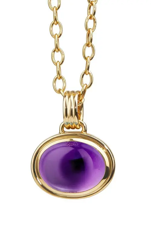SYNA JEWELS Cirra Oval Pendant Necklace - Amethyst