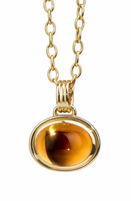 SYNA JEWELS Cirra Oval Pendant Necklace - Citrine