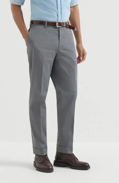 Brunello Cucinelli Comfort Gabardine Trousers - Silver