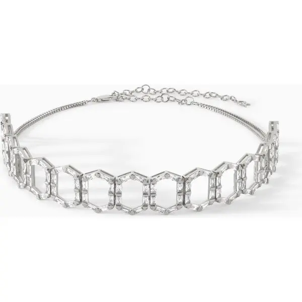 ORA ANA Cleo Baguette Choker Necklace - Sterling Silver/white  Cz