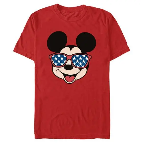 MICKEY & FRIENDS Stars Sunglasses Mickey Face Short Sleeve Graphic T-shirt