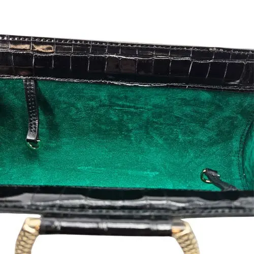 MADISON MAISON Moc Croc Embossed Clutch - Black