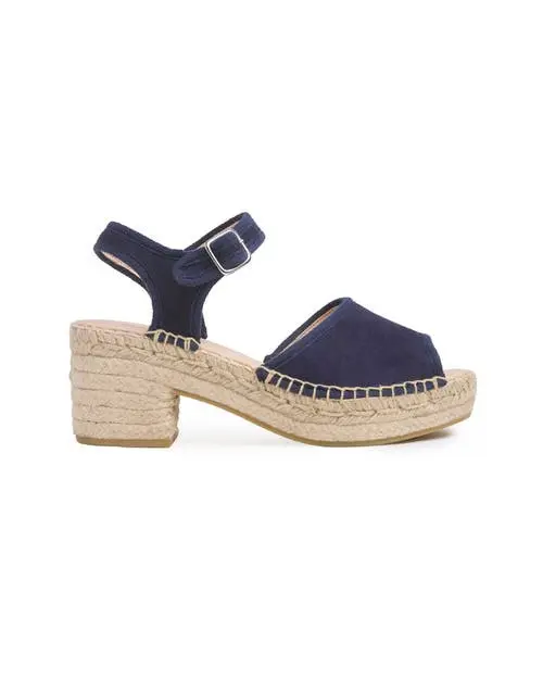 CELTIC & CO. Block Heel Espadrille Sandal - Navy