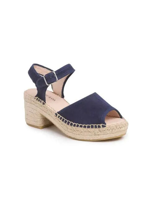 CELTIC & CO. Block Heel Espadrille Sandal - Navy