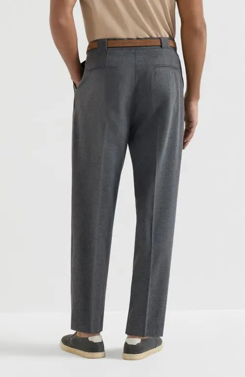 Brunello Cucinelli Virgin Wool, Cotton, And Silk Mouliné Trousers