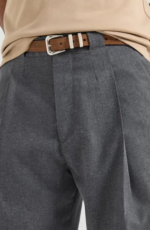 Brunello Cucinelli Virgin Wool, Cotton, And Silk Mouliné Trousers