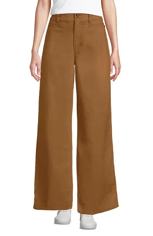 LANDS' END Stretch Canvas High Rise Wide Leg Pants - Canyon Camel