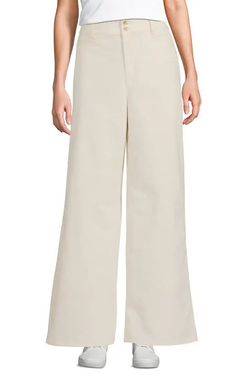 LANDS' END Stretch Canvas High Rise Wide Leg Pants - Natural