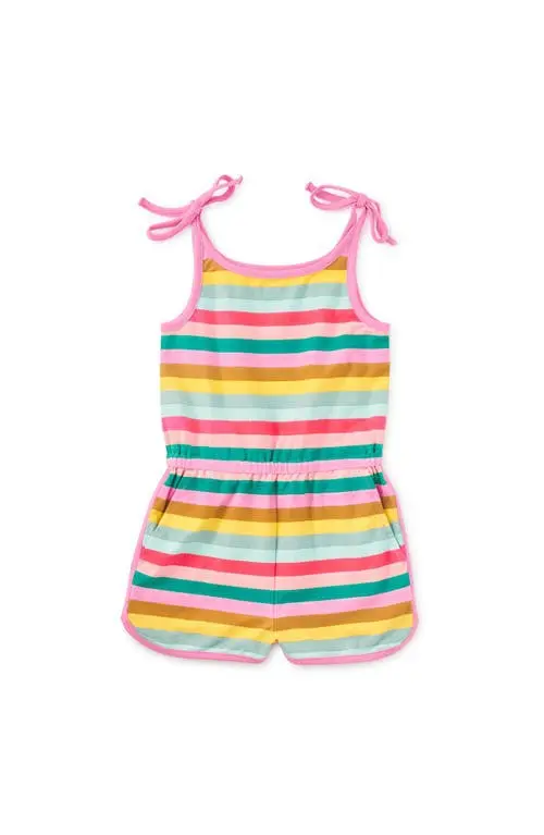 TEA COLLECTION Tie Shoulder Romper - San Sebastian Stripe
