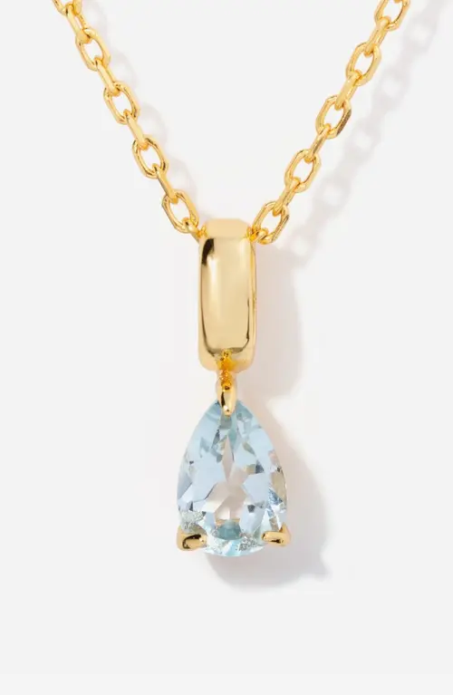 LITTLE SKY STONE Birthstone Teardrop Pendant Necklace - Aquamarine/march