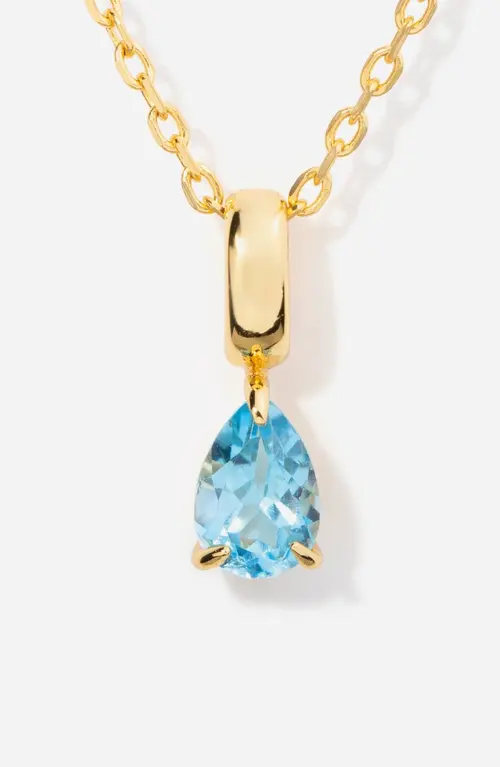 LITTLE SKY STONE Birthstone Teardrop Pendant Necklace - Blue Topaz/december