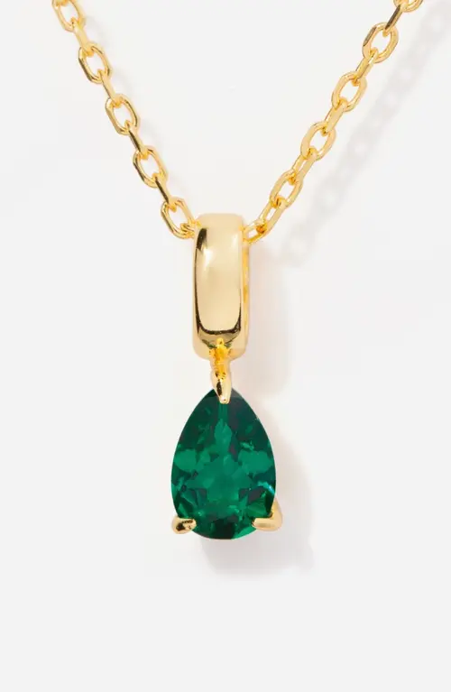 LITTLE SKY STONE Birthstone Teardrop Pendant Necklace - Emerald/may