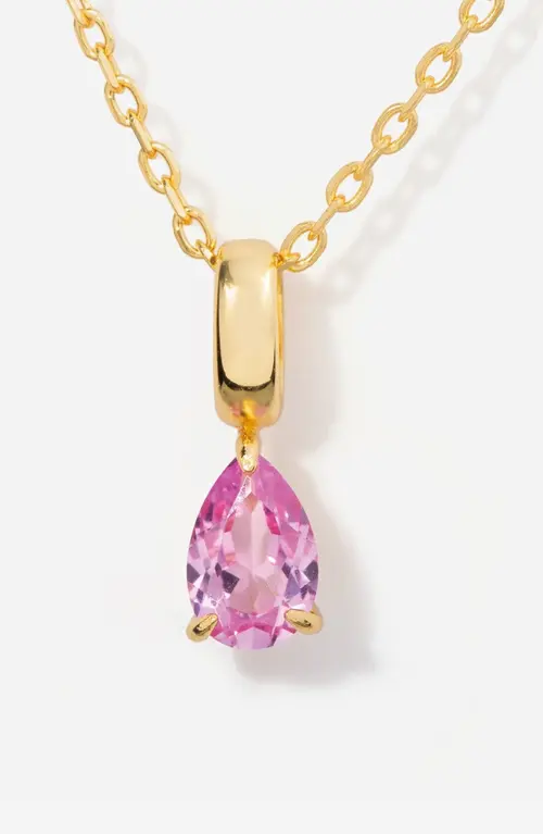 LITTLE SKY STONE Birthstone Teardrop Pendant Necklace - Pink Tourmaline/october