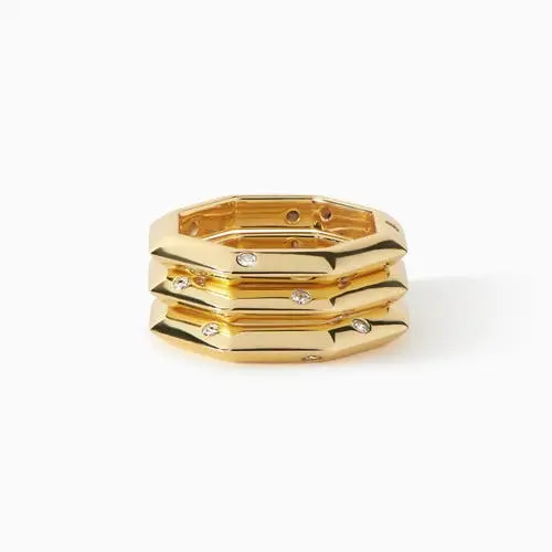 ORA ANA Athena Double-sided Burnish Ring - Gold/white  Cz