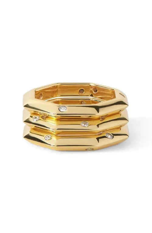 ORA ANA Athena Double-sided Burnish Ring - Gold/white  Cz