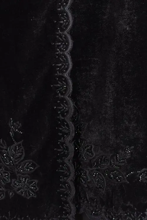 RAAS Hand Embroidered Velvet Beaded Scarf