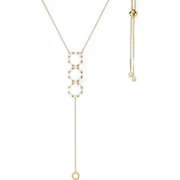 ORA ANA The Stella Lariat Necklace - Gold/white  Cz
