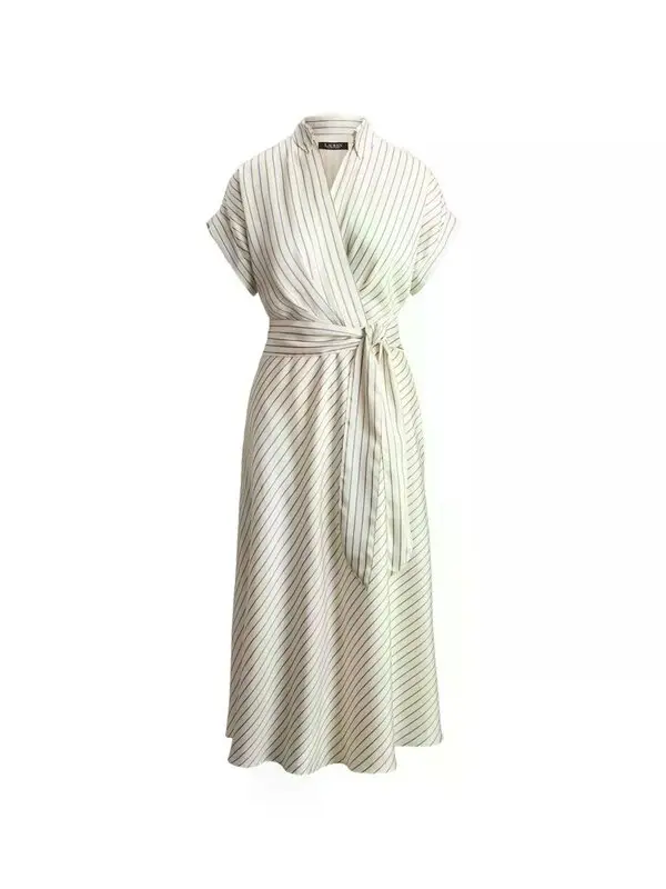 Ralph Lauren Stripe-pattern Wrap-style Dress - Neutrals