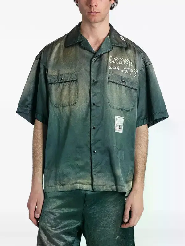 Mihara Yasuhiro Embroidered Faded-effect Shirt - Green
