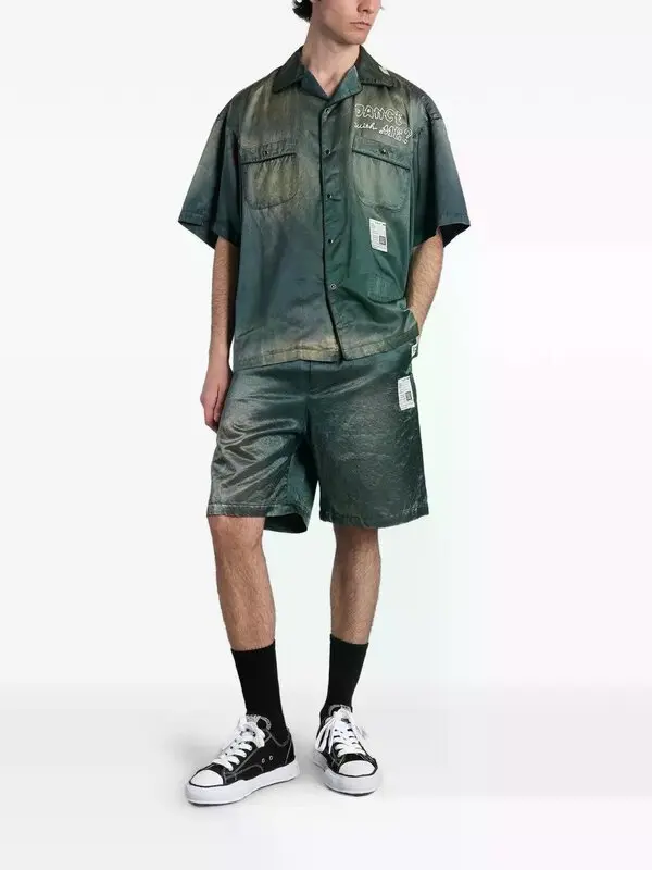 Mihara Yasuhiro Embroidered Faded-effect Shirt - Green