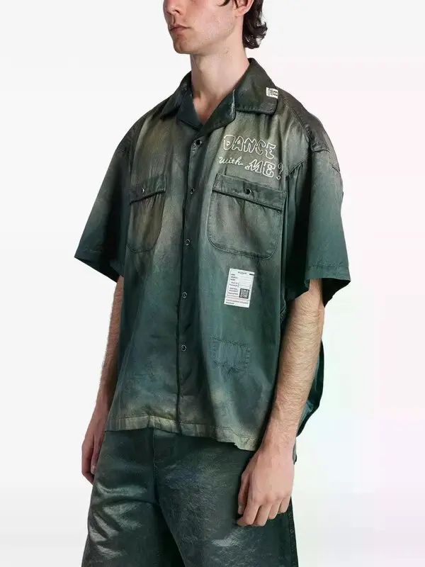 Mihara Yasuhiro Embroidered Faded-effect Shirt - Green