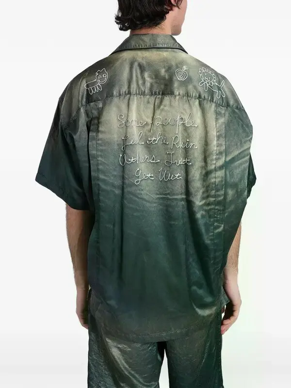 Mihara Yasuhiro Embroidered Faded-effect Shirt - Green