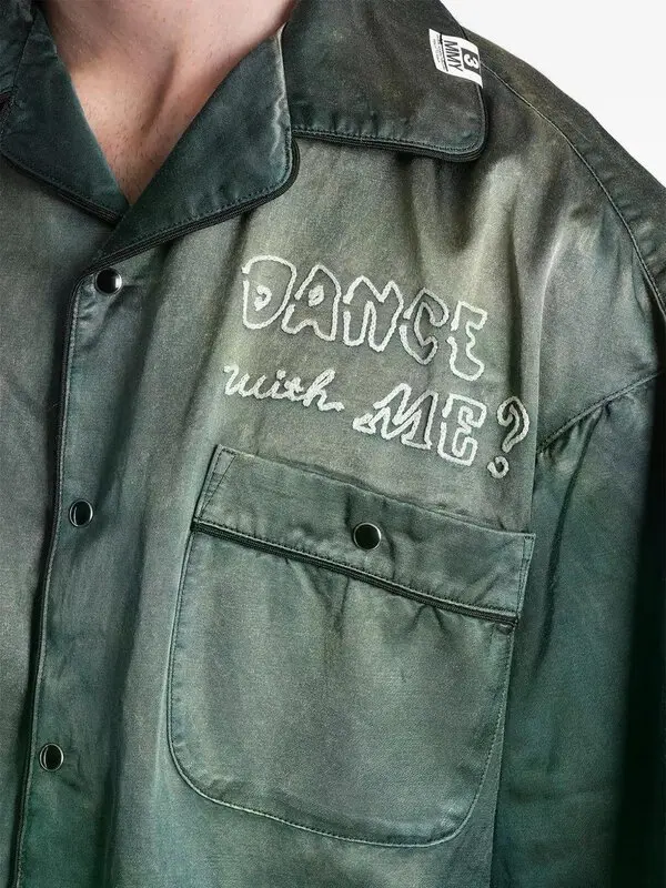 Mihara Yasuhiro Embroidered Faded-effect Shirt - Green
