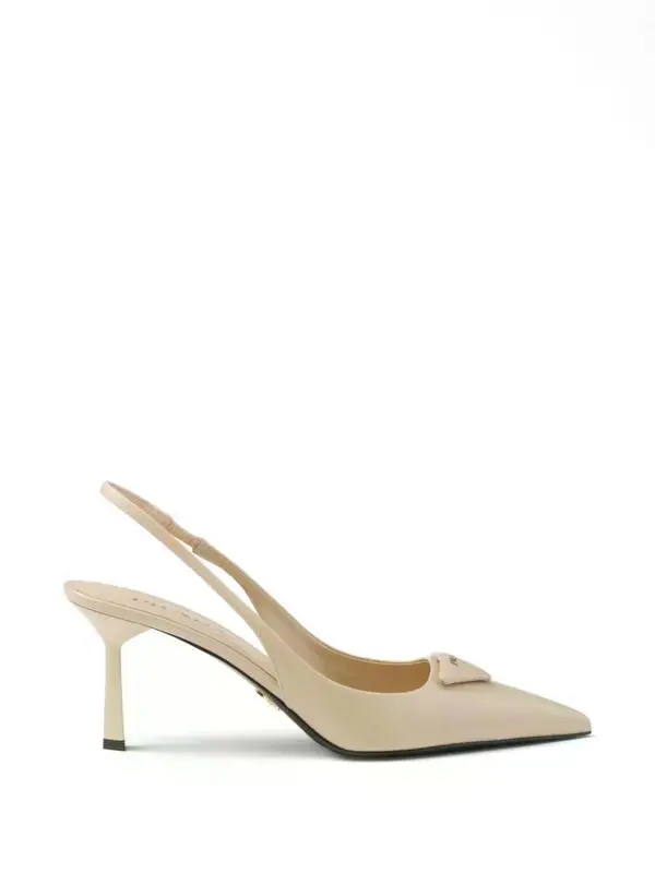 Prada Saffiano Patent Leather Slingback Pumps - Neutrals